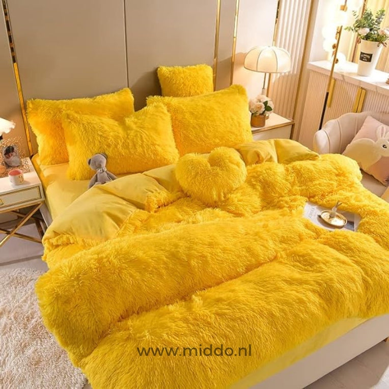 5 Set Fluffy Fleece Beddengoed | Gratis Hartjes Kussen Cadeau! – Middo
